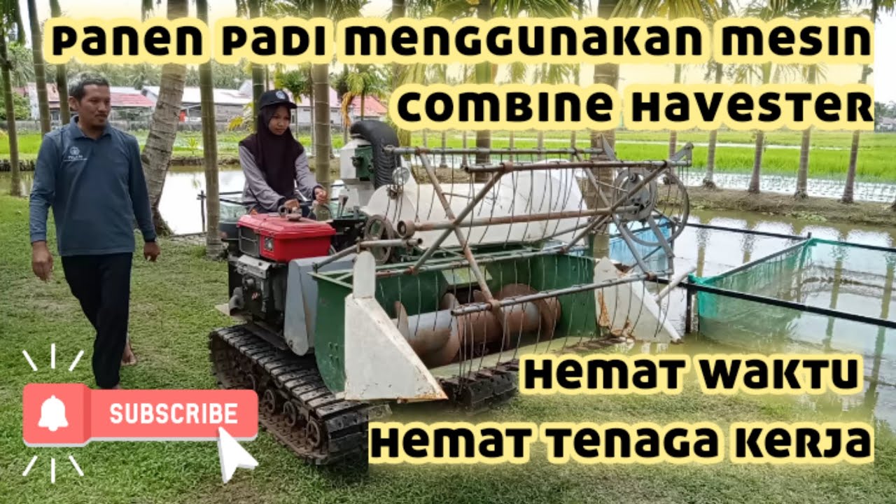 Cara operasional mesin panen padi Mini Combine Havester - YouTube