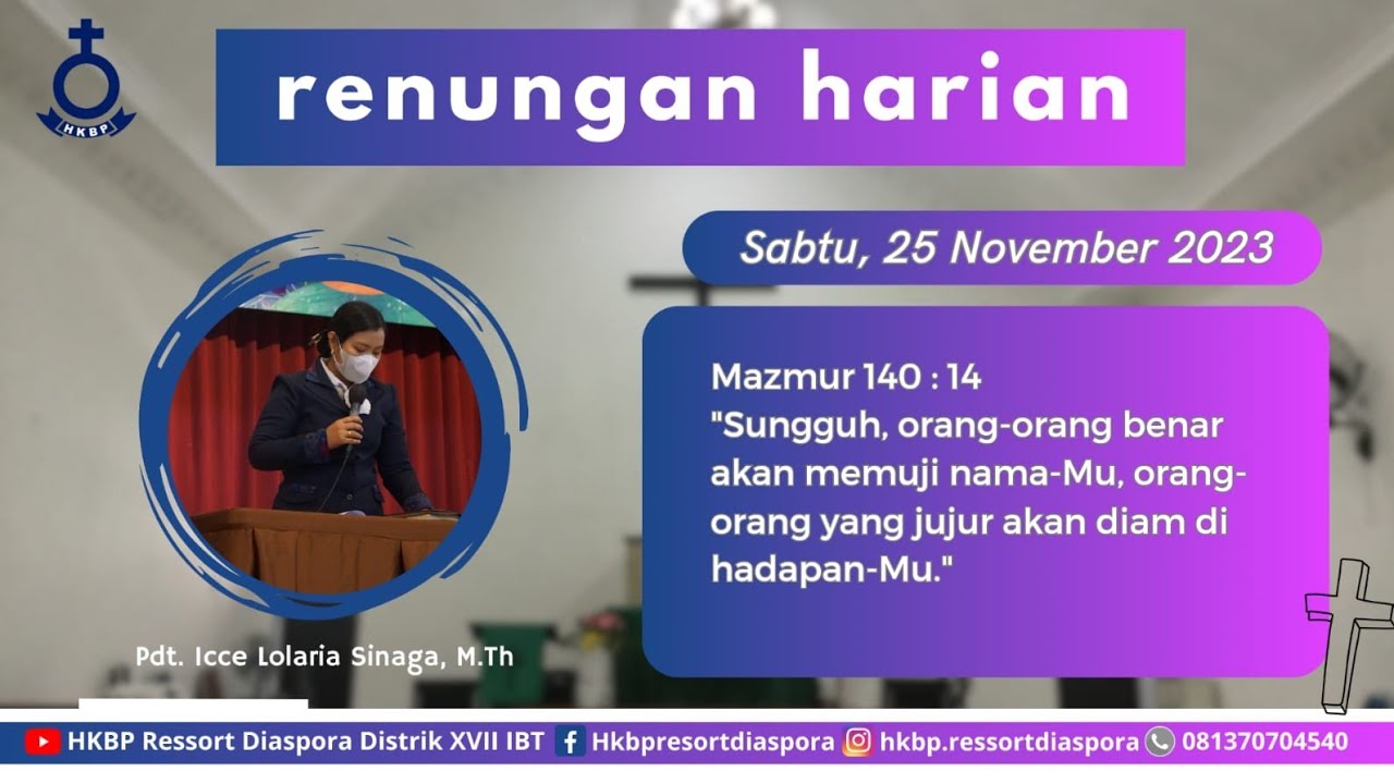 Renungan Harian - Sabtu, 25 November 2023 | Mazmur 140 : 14 | HKBP ...