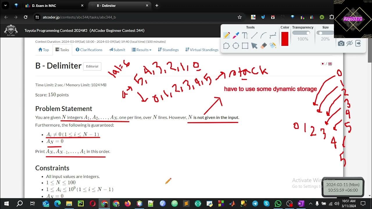 B - Delimiter | Toyota Programming Contest 2024#3（AtCoder Beginner ...