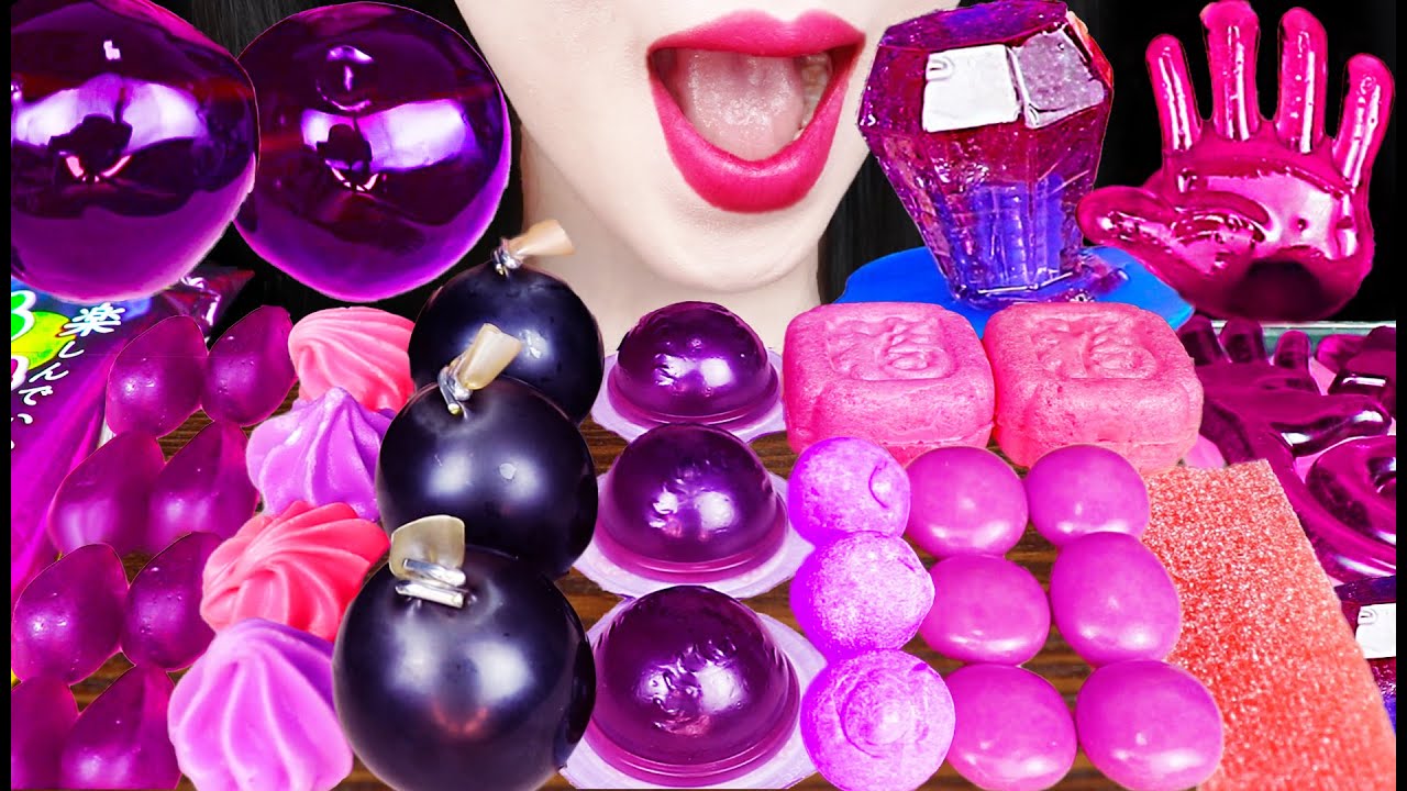 ASMR PURPLE DESSERTS, CRYSTAL CANDY, JELLY 보라색 디저트 반지 먹방 EATING SOUNDS ...