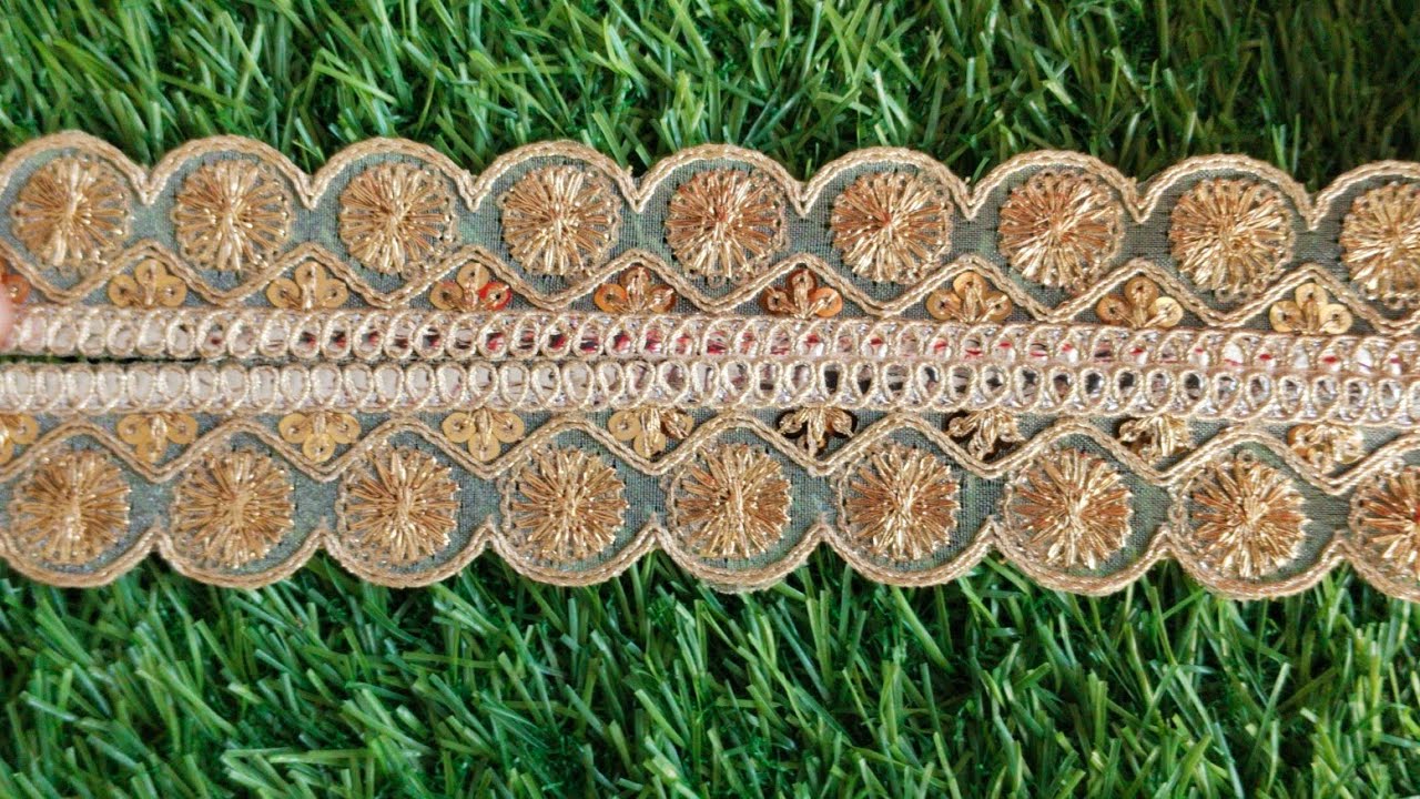 JK Lace House//New Golden Cutwork Lace Design With Organza Base - YouTube