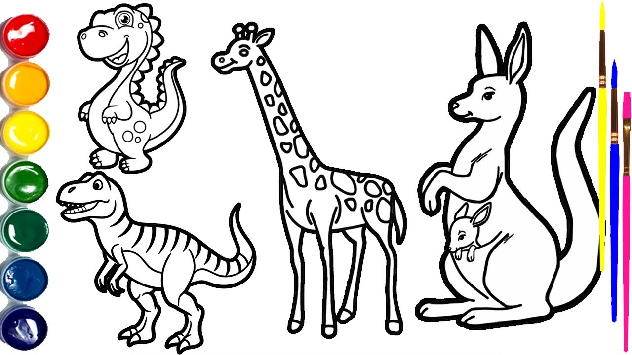 DRAW Your Favorite Animals: Tyrannosaurus, Giraffe and Kangaroo!🦖🦖🦒🦘 ...