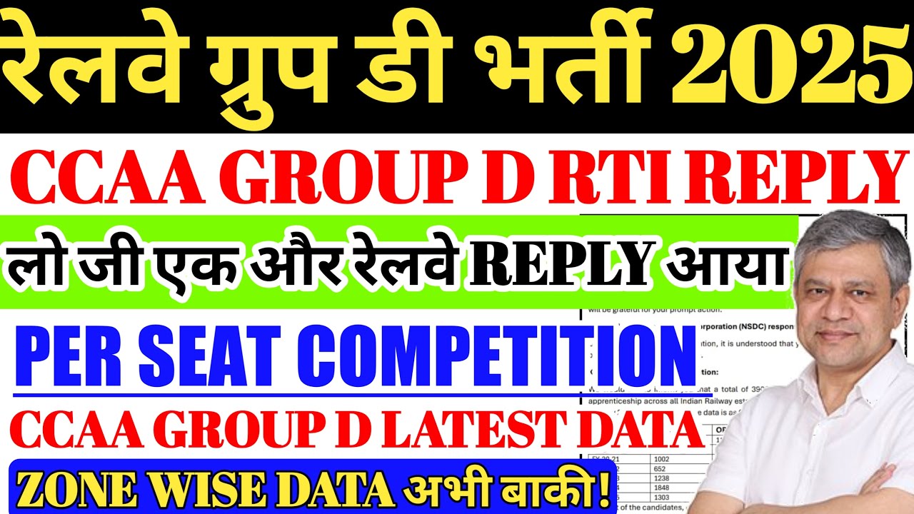 CCAA GROUP D LATEST RTI REPLY | CCAA PER SEAT COMPETITION,रेलवे ग्रुप ...