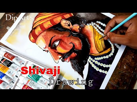Shivaji drawing 🚩🚩🚩with water colour 😱 #shivajimaharaj #watercolour # ...