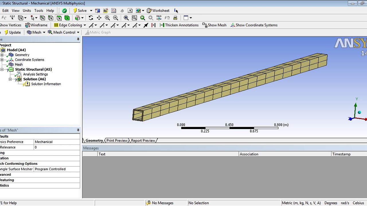 Ansys Workbench Static Structure Rectangular Tube Section Youtube