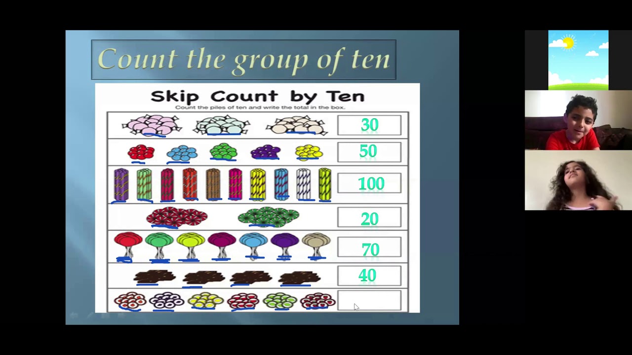 Math part 1 skip counting by 10 KG3 I Mrs Marwa - YouTube