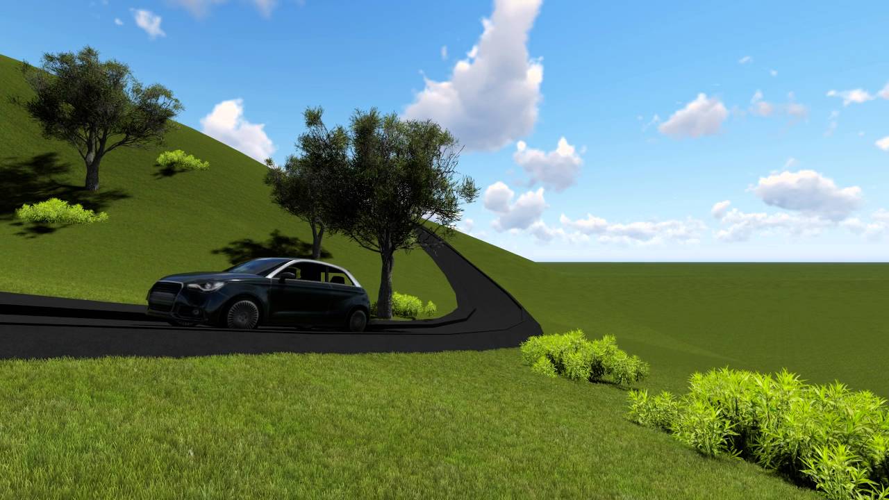 Lumion render test - Moving car on terrain - YouTube