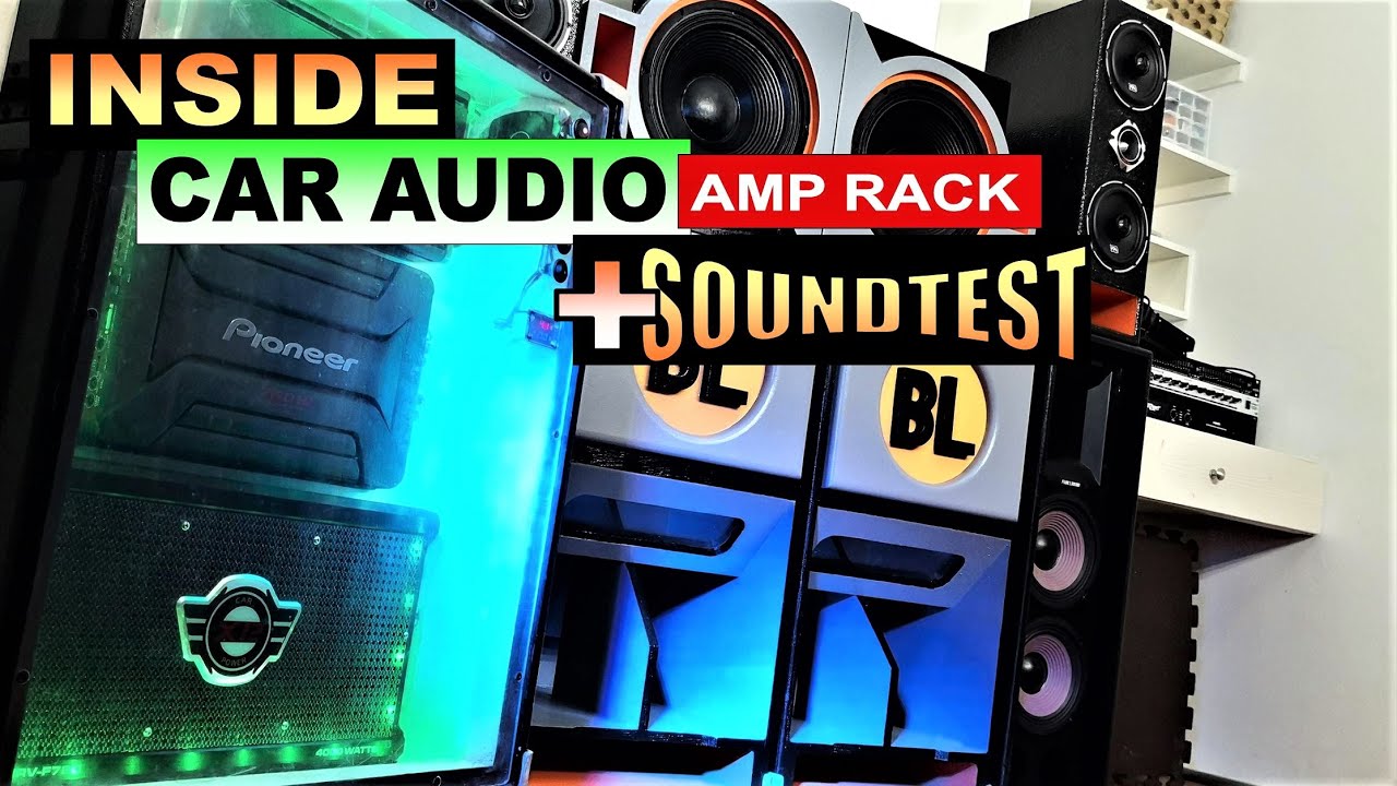 INSIDE Car Audio Rack + Sound Test - 3 Car Amplifiers and 16 SPEAKERS ...