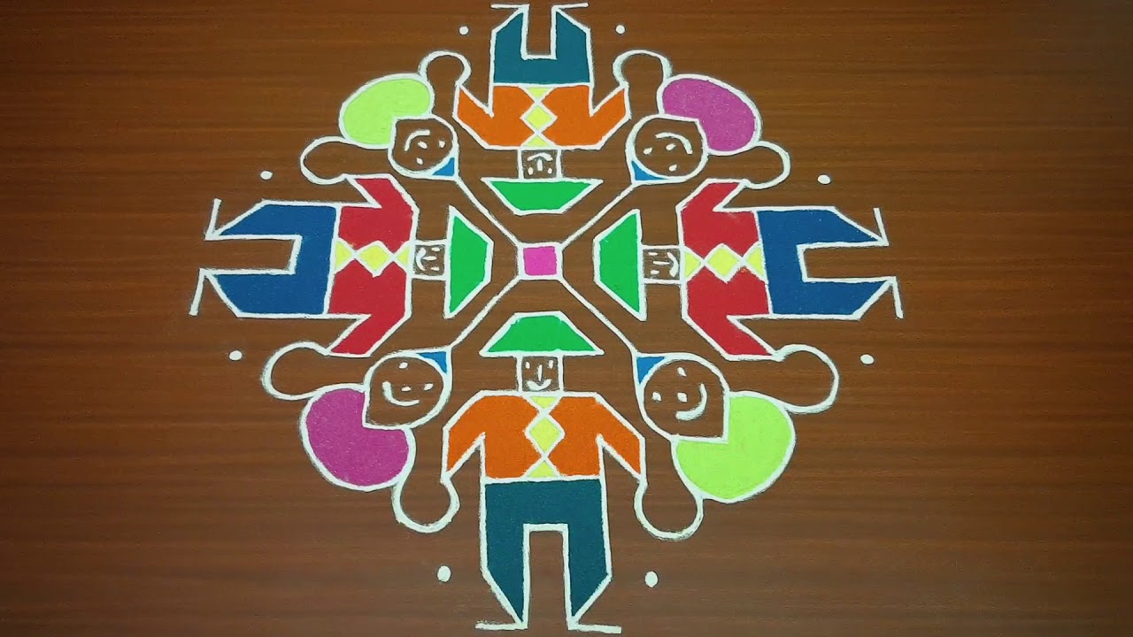 Robot Kolam | 18-4-4 Straight Dots | நேர் புள்ளி | Rangoli | Muggu ...