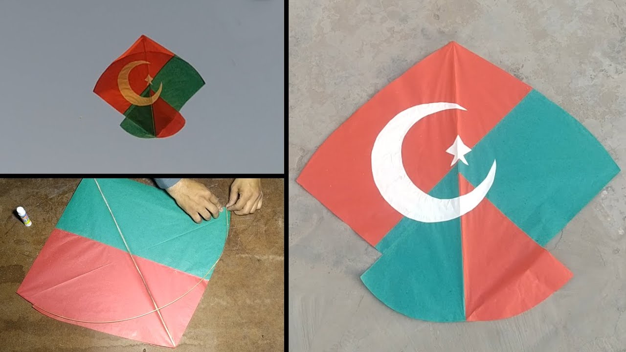 Pti Flag kite making easy steps - Ada tawa kite making at home with ...