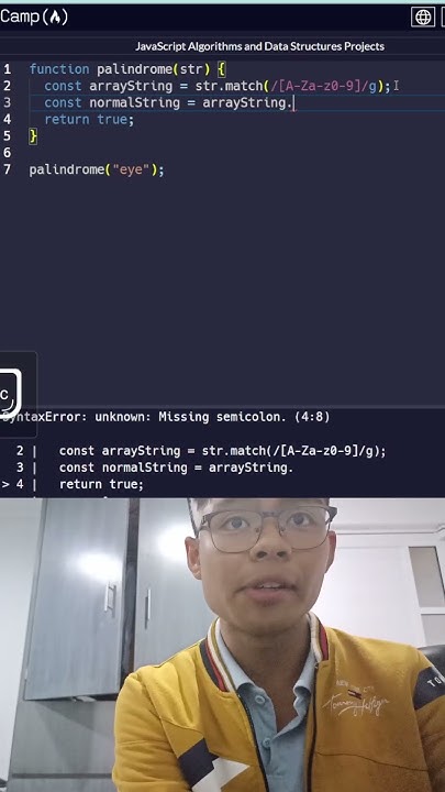Palindrome checker en JavaScript en menos de dos minutos - YouTube