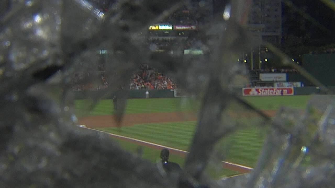 Jones shatters camera lens with foul ball - YouTube