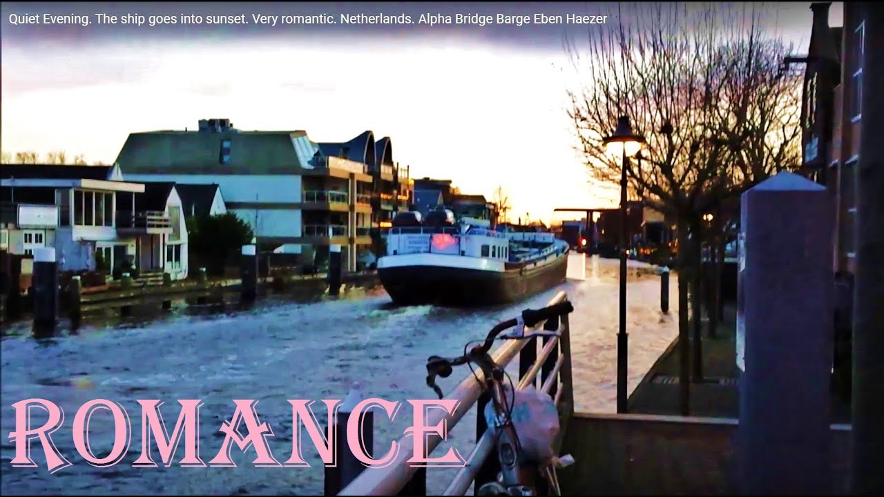 Quiet Evening. The ship goes into sunset. Very romantic. Netherlands ...