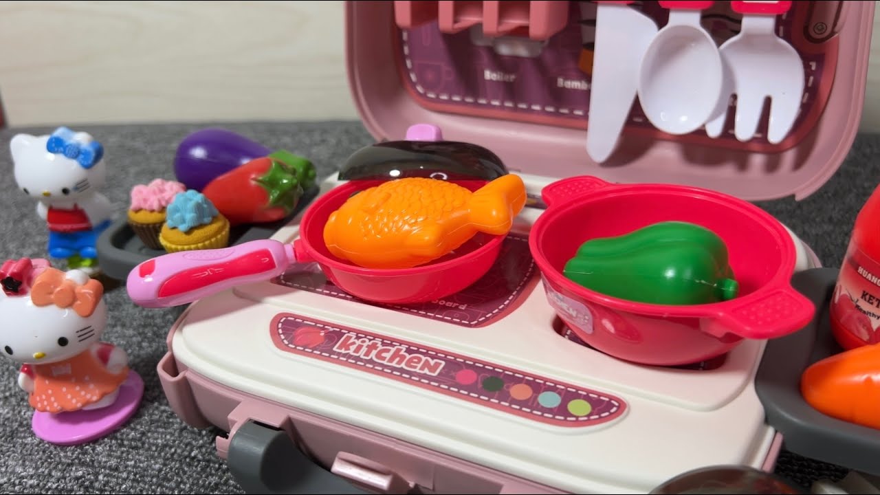 7 Minutes Satisfying with Unboxing Hello Kitty Kitchen Play Cooking Set ...