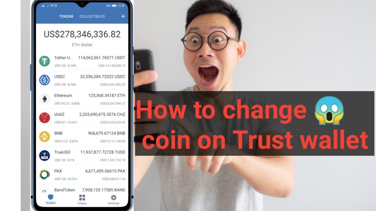 How to change coin 🤯 on trust wallet 😱- change coin - YouTube
