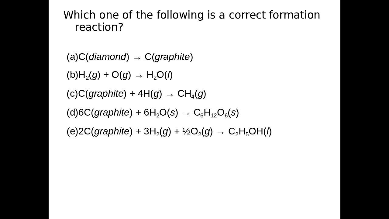Which one of the following is a correct formation reaction? - YouTube