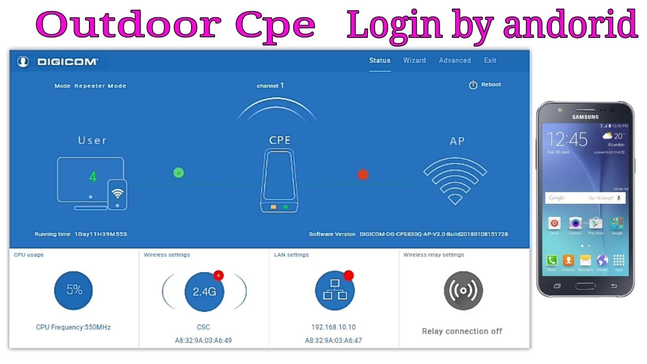 2km Range Extended Outdoor Cpe Digicom Router Login Andorid|| 2020 ...