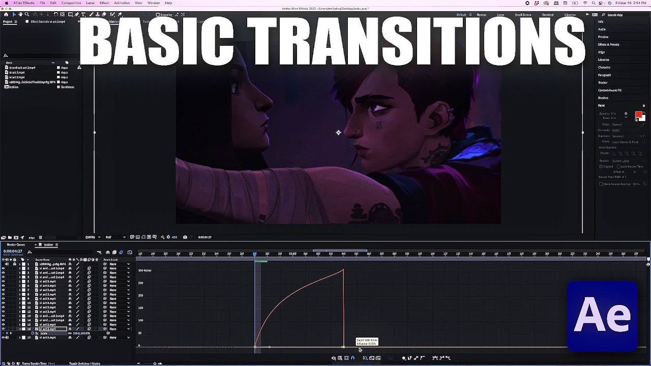 HOW TO EDIT ON AFTER EFFECTS FOR BEGINNERS (SIMPLE TRANSITIONS) - YouTube