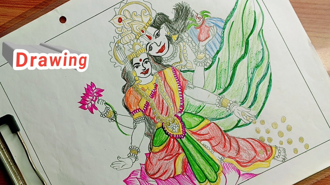 Lakshmi Narayan drawing | drawing of Lakshmi Narayan - YouTube