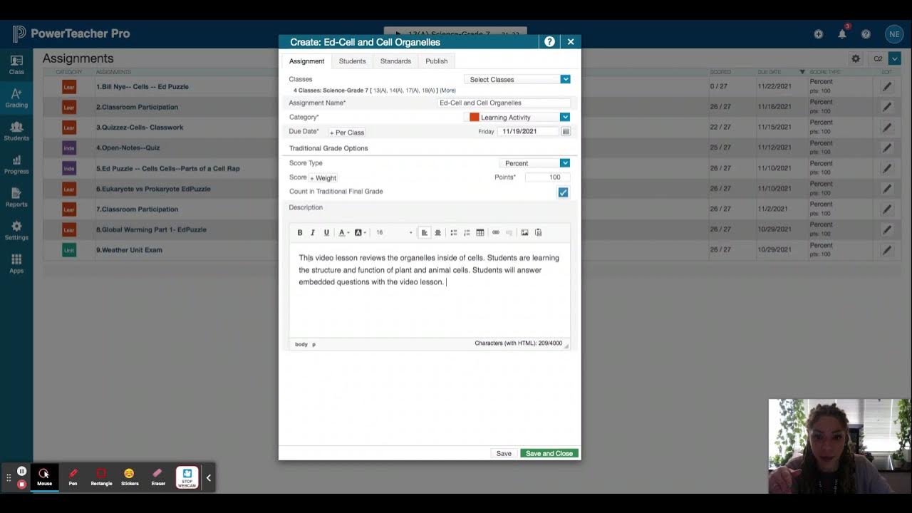 Powerschool--How to create an assignment - YouTube