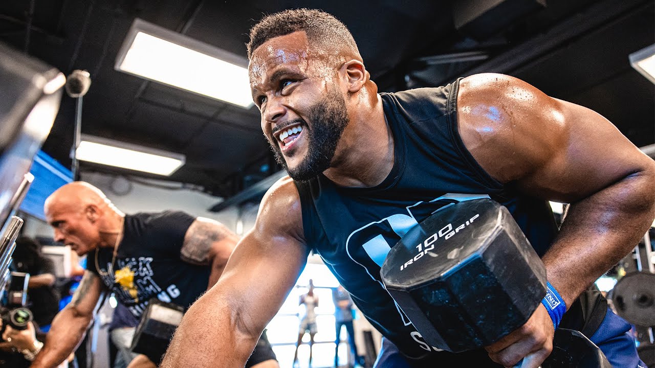 Rams 360: Aaron Donald & Dwayne “The Rock” Johnson Full Gym Workout ...