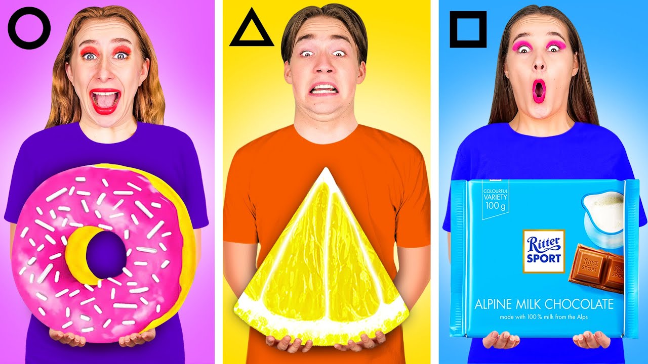 Geometric Shape Food Challenge #2 | Eating Only One Shape by HAHANOM ...