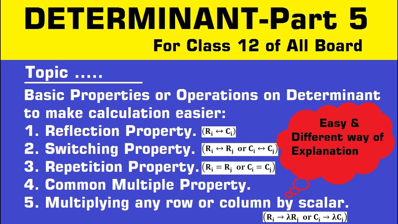 DETERMINANT-Part 5 (Basic Properties of determinant) - YouTube