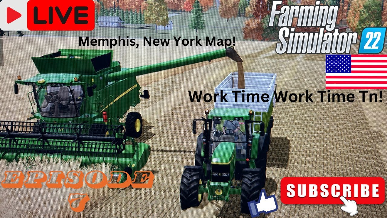 🔴LIVE: Wheat 🌾 Harvest Tonight On Memphis, New York Map On FS22 ...