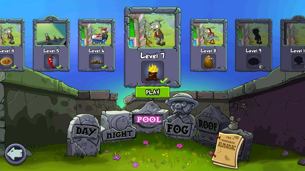 PLANTS VS ZOMBIES - POOL - LEVEL 7- gameplay - YouTube