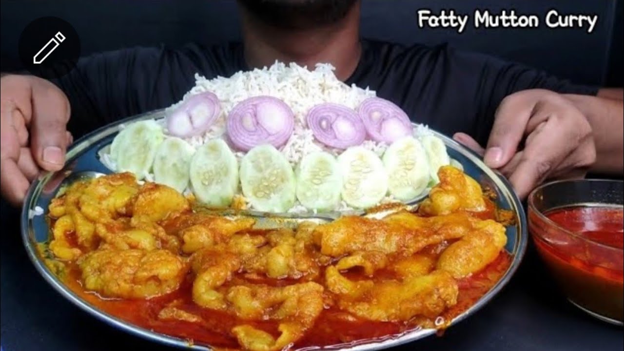 Oily Fatty Mutton / Mutton Fat Curry Eating with rice | Oily Mutton ...