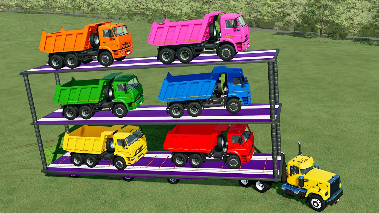 TRANSPORT OF COLORS! TRUCK TRANSPORT WITH TRIPLE TRAILER! UNDERWATER ...