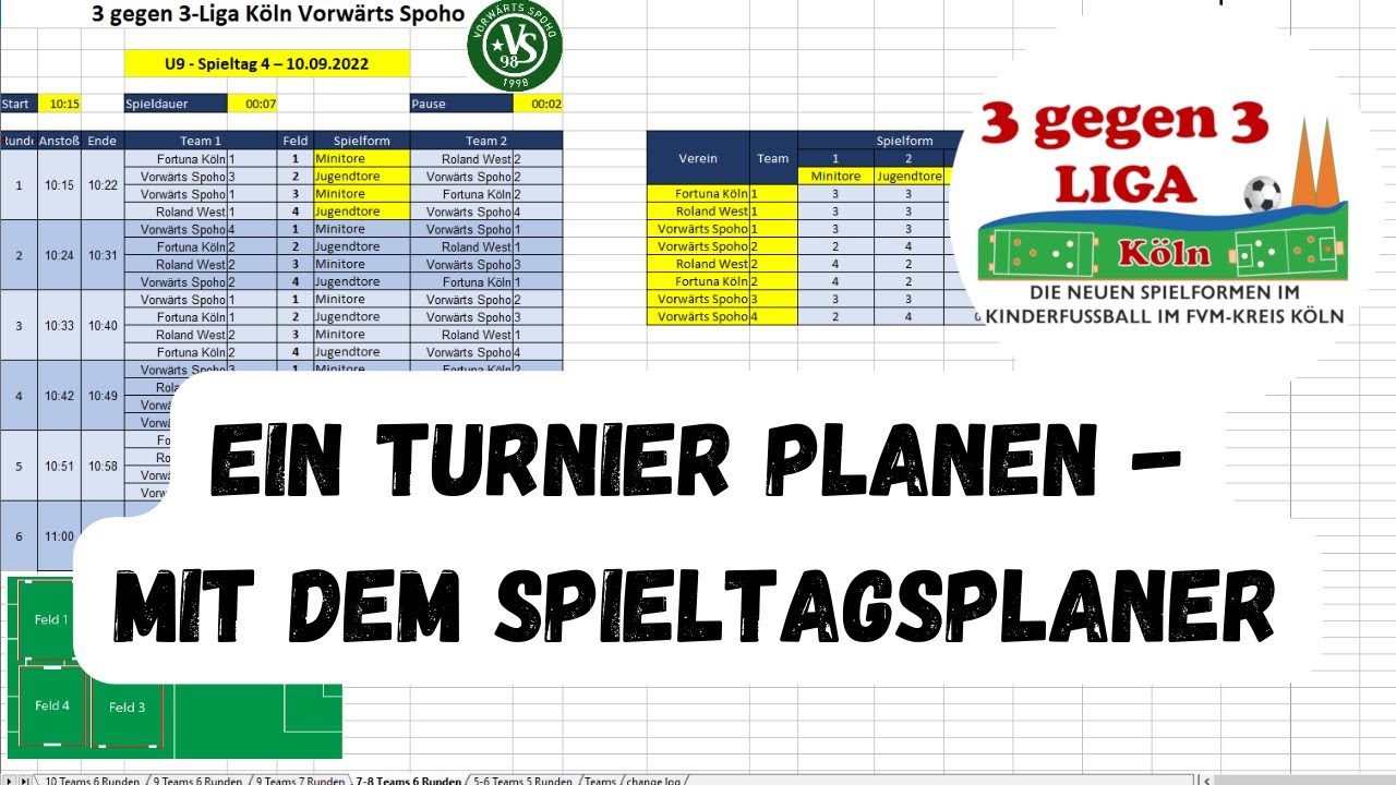 Einen Spielplan für das Turnier erstellen - mit dem Spieltagsplaner - YouTube
