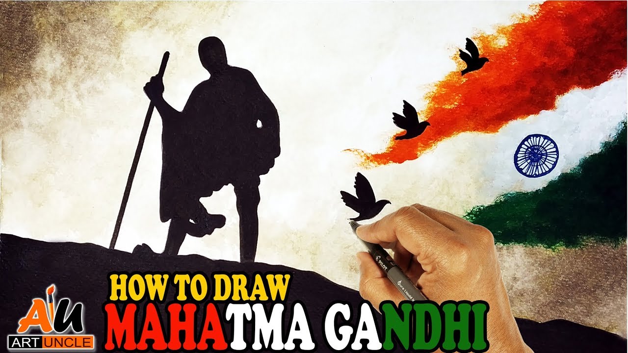 How to draw Mahatma Gandhi step by step | Republic Day | Independence ...