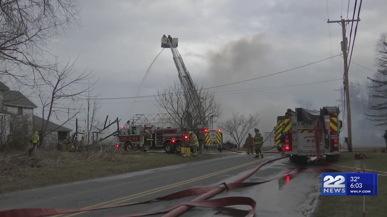 Crews working to put out barn fire at Red Fire Farm in Granby - YouTube