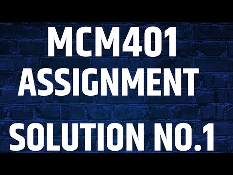 MCM401 Assignment solution no - YouTube