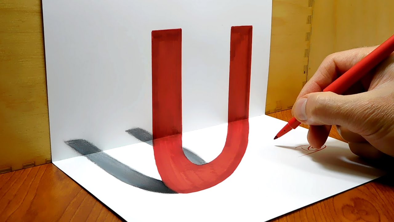How to Draw Letter U 3D Trick Art 3D Drawing - YouTube