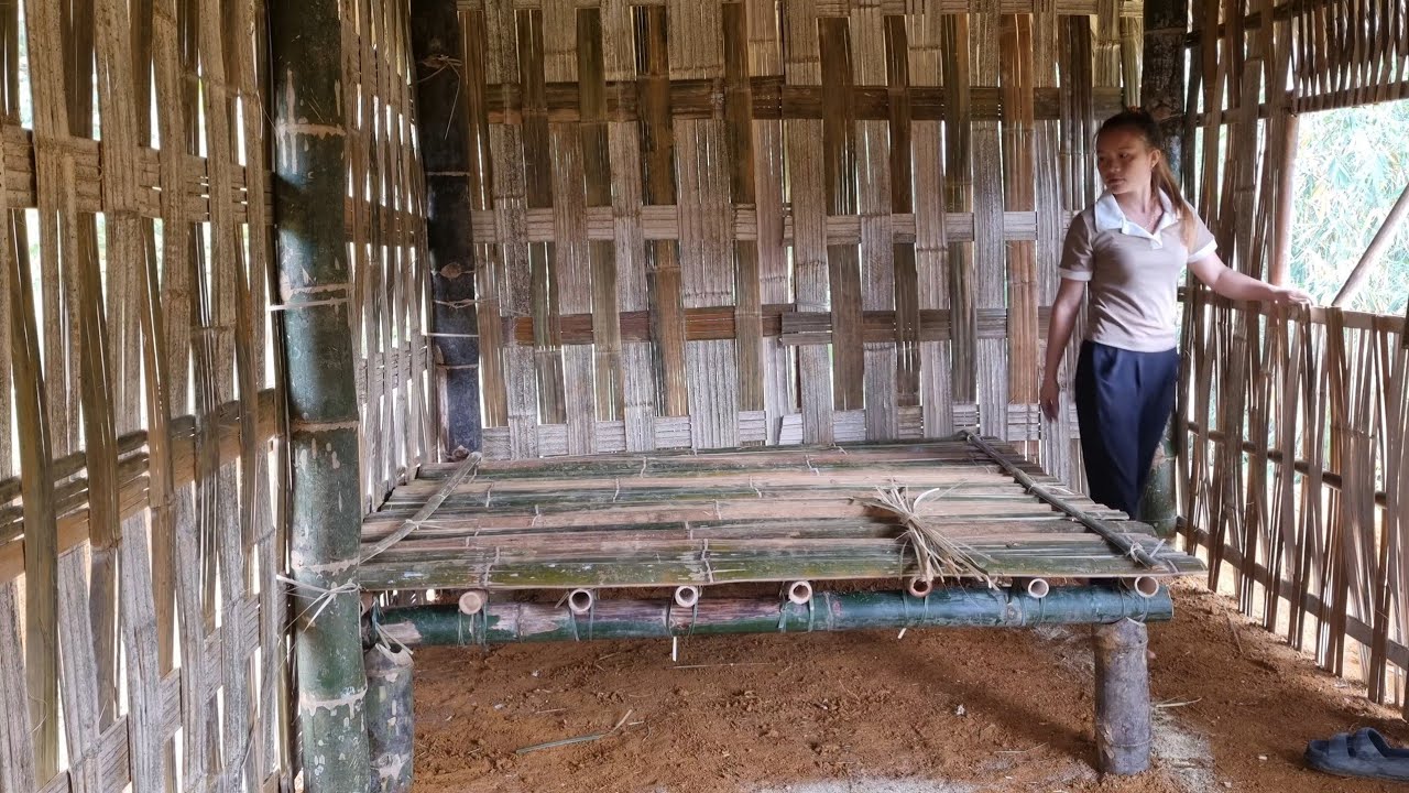 How to Make a Bed From Bamboo and Harvest Cassava for Cooking - YouTube