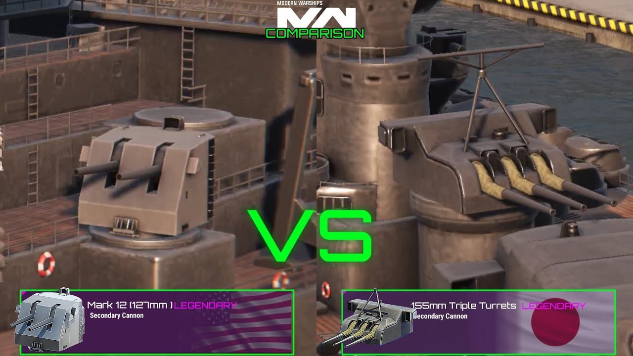 USS Missouri Secondary Cannon VS IJN Yamato Secondary Cannon ...