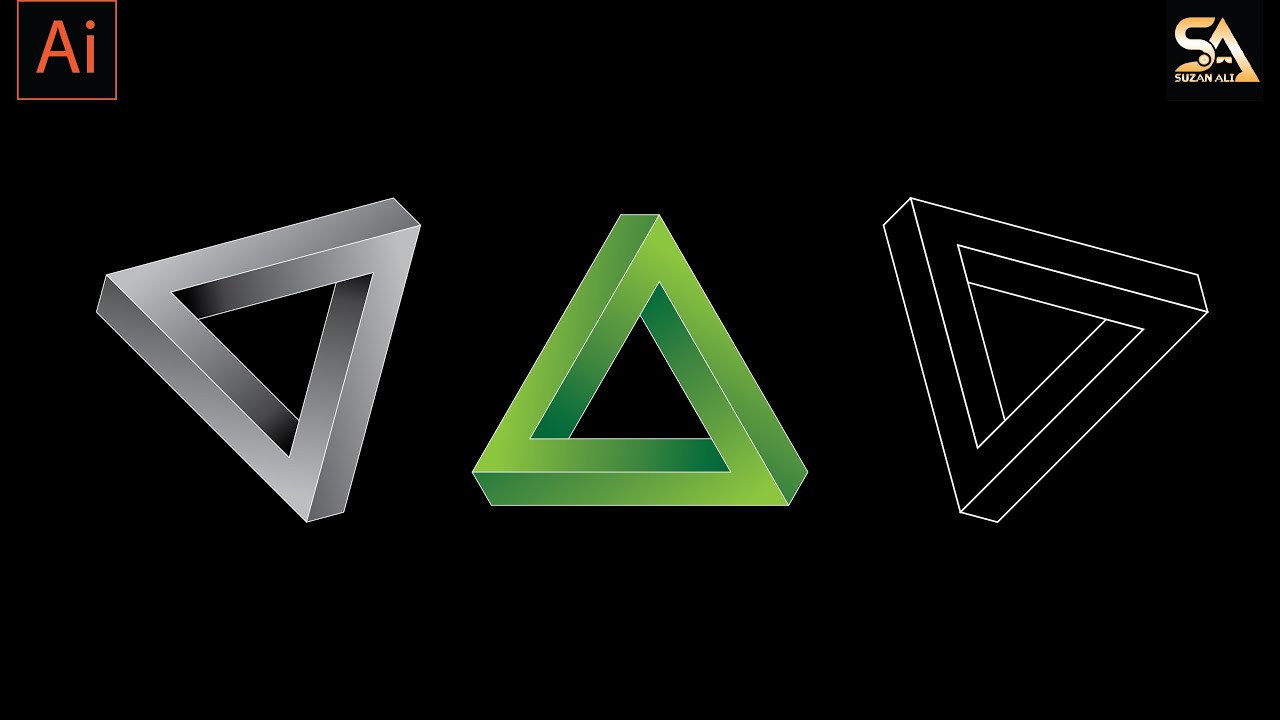 Penrose Triangle design in Adobe Illustrator l Easy make impossible triangle design - YouTube