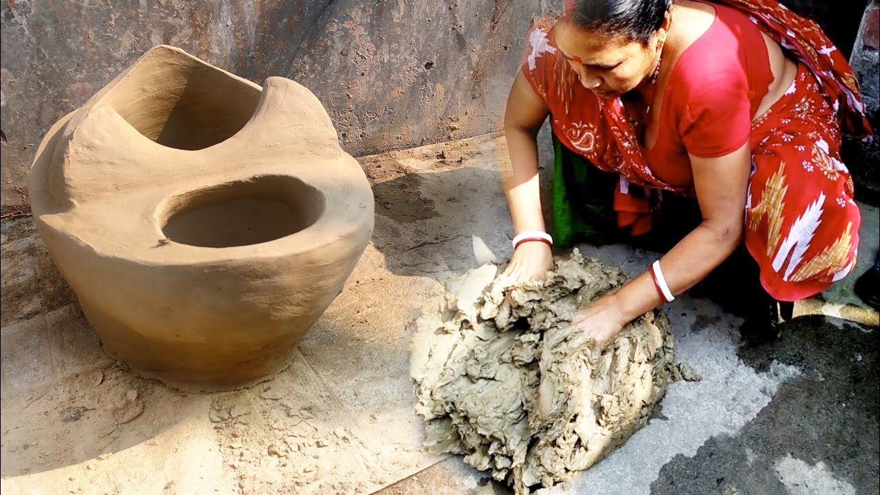 Primitive Technology Making Clay Oven for Cooking | Mud Oven for Leaf ...