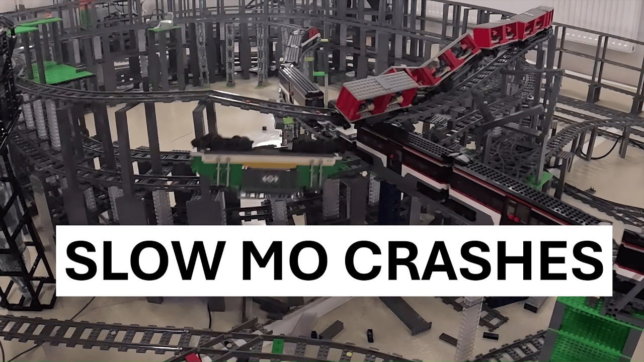 LEGO Train Slow Mo Crashes - YouTube