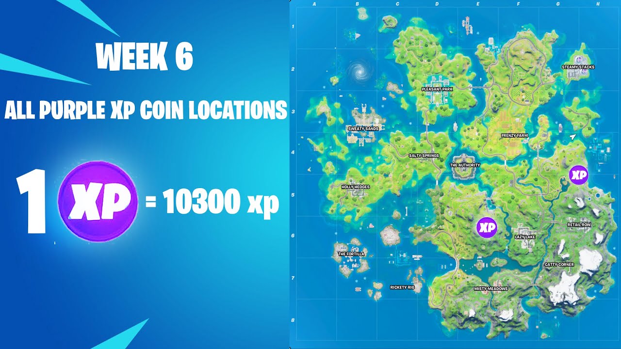 All Week 6 Purple Xp Coin Locations! Fortnite Week 6 Xp Coins ...