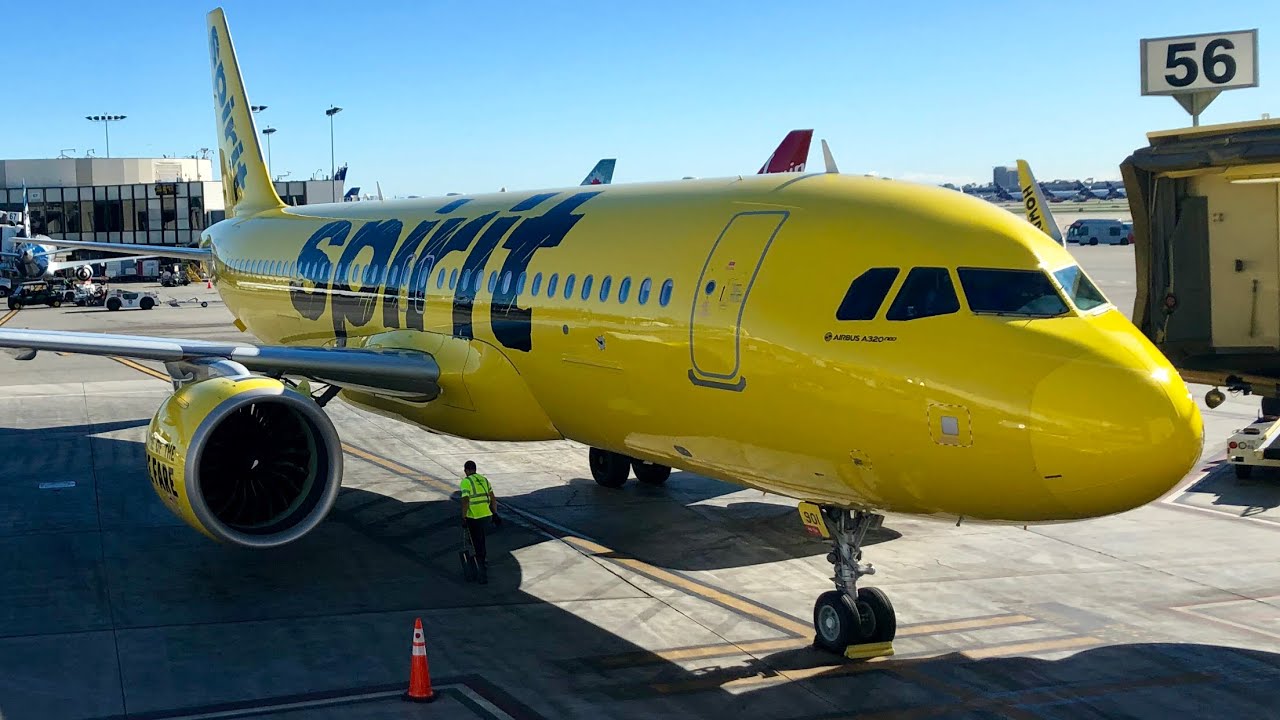 SPIRIT 896 PUSH BACK START UP & TAKE OFF FROM A SUNNY WEATHER AT LOS ...