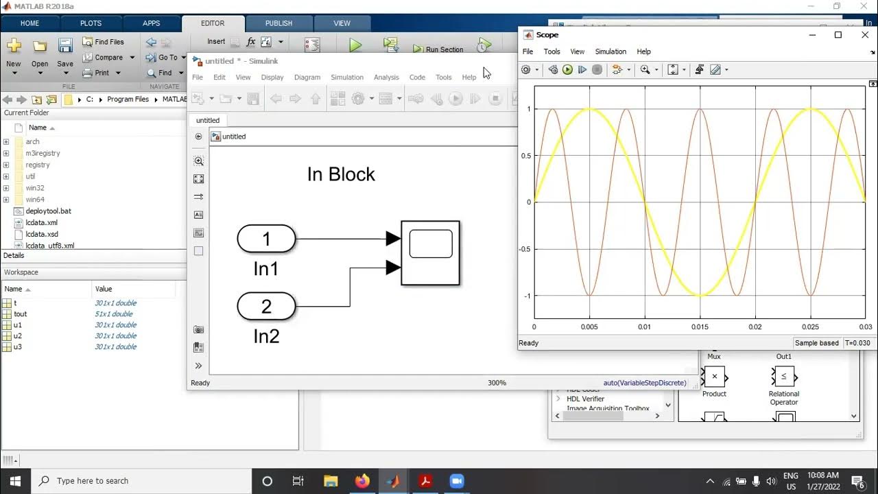 MATLAB Simulation (Basic Course) Art 2 11 In and Out Block 1 of 4 (in Myanmar) - YouTube