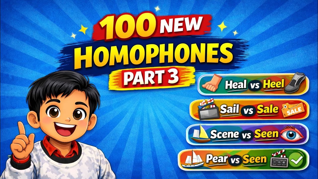 100 Homophones Part 3 | Same Sound Different Meaning | English Grammar ...