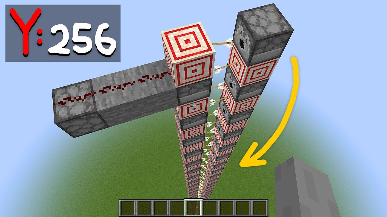 fastest redstone signal way to Y256 - YouTube