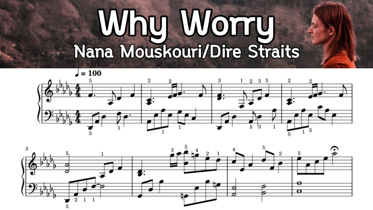 Why Worry / Piano Sheet Music / Nana Mouskouri / Dire Straits / by ...