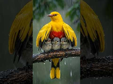 The cute little bird in the wind and rain. [AI Content]. #shorts #viralshorts #birds #winterbirds.