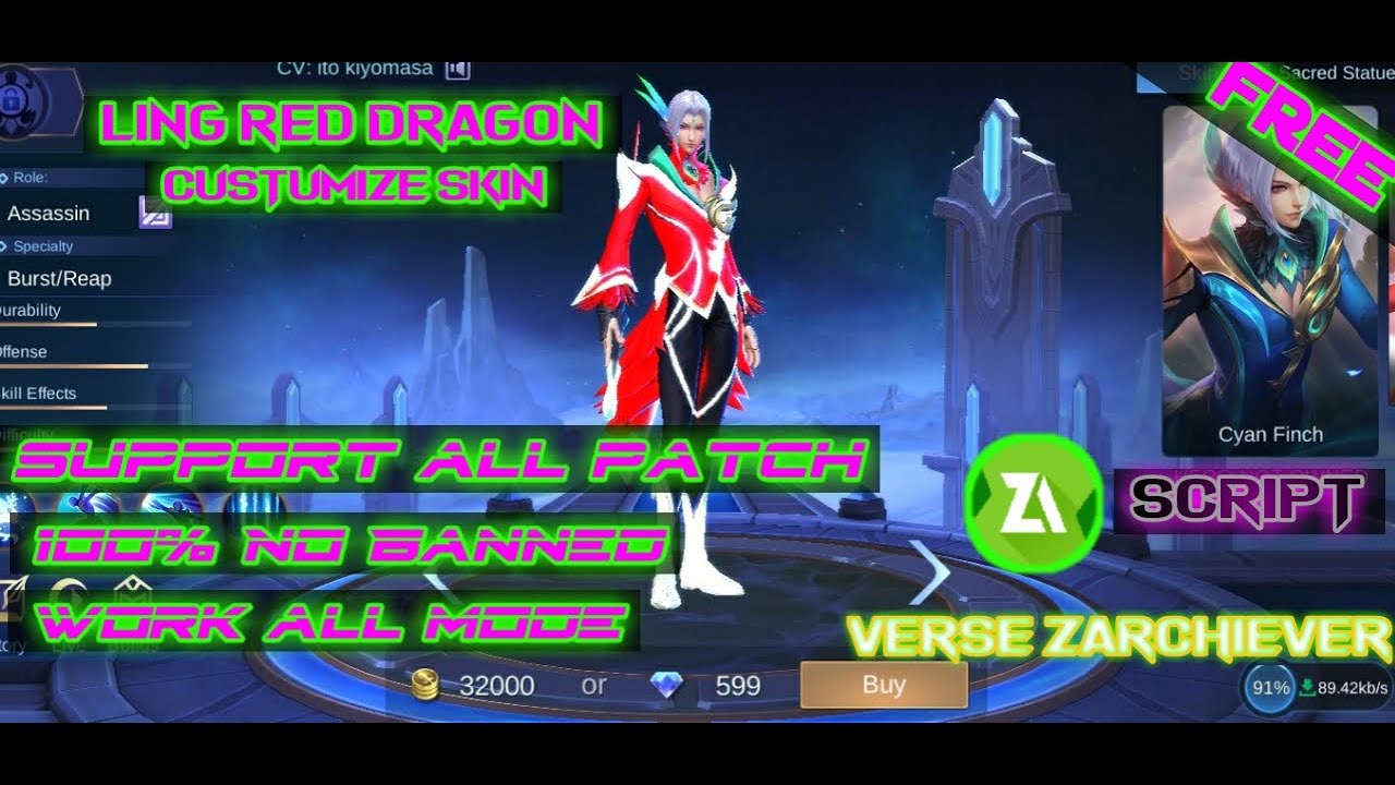 Ling Red Dragon Script //Mobile legends // support all patch - YouTube