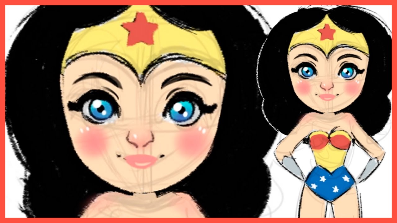HOW TO DRAW WONDER WOMAN CHIBI VERSION - YouTube